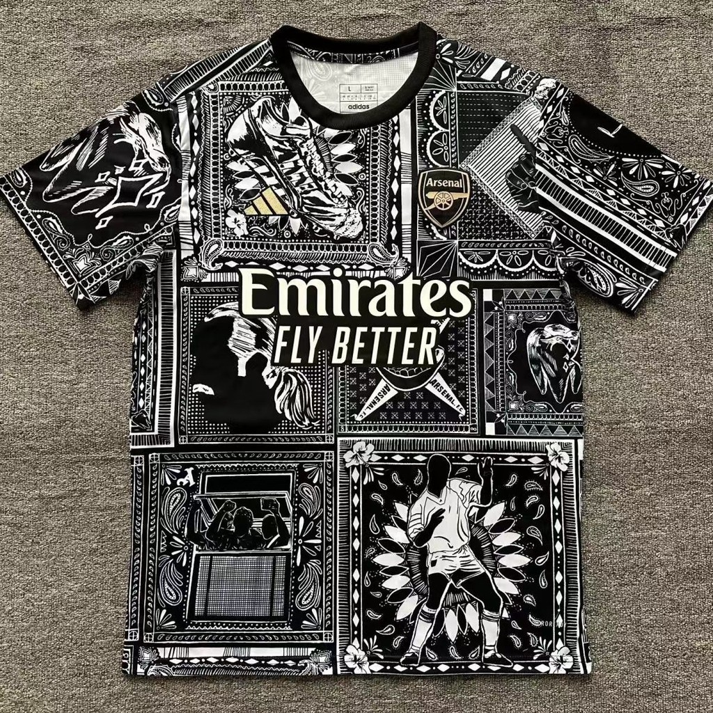 Edição Dos Fãs 24/25 Arsenal Black Graffiti Board Custom Fan Jersey ...