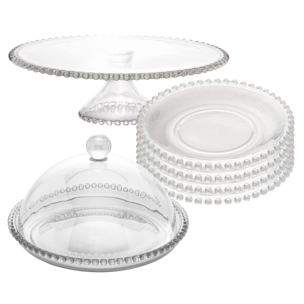 Kit Boleira Bolo + Pratos Para Servir + Queijeira Para Merenda Beliscos ...