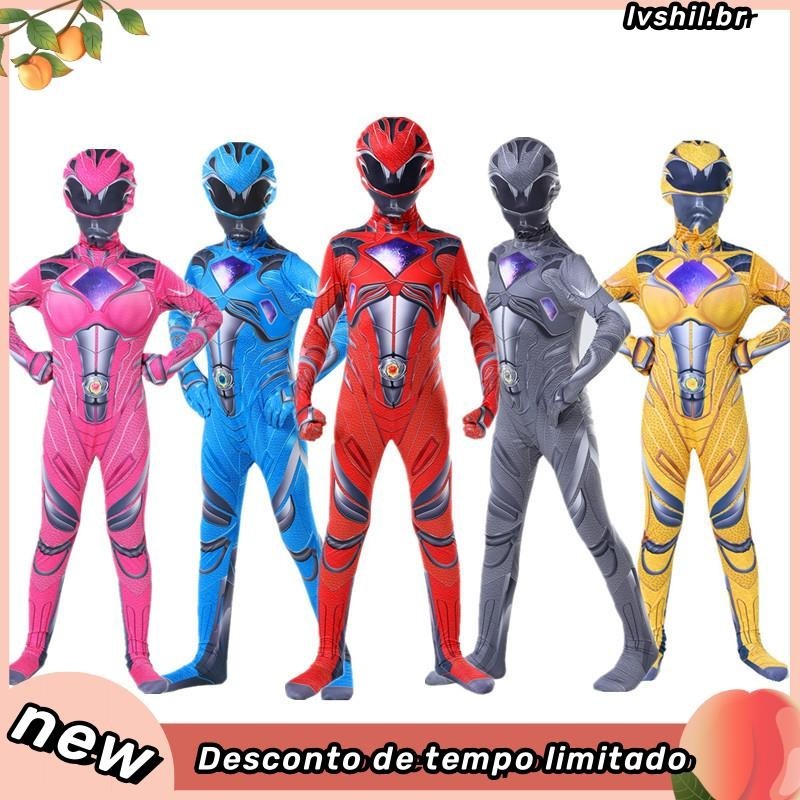 Crianças Meninos Power Rangers Mecha Cinco Besta Traje Força Mistic ...