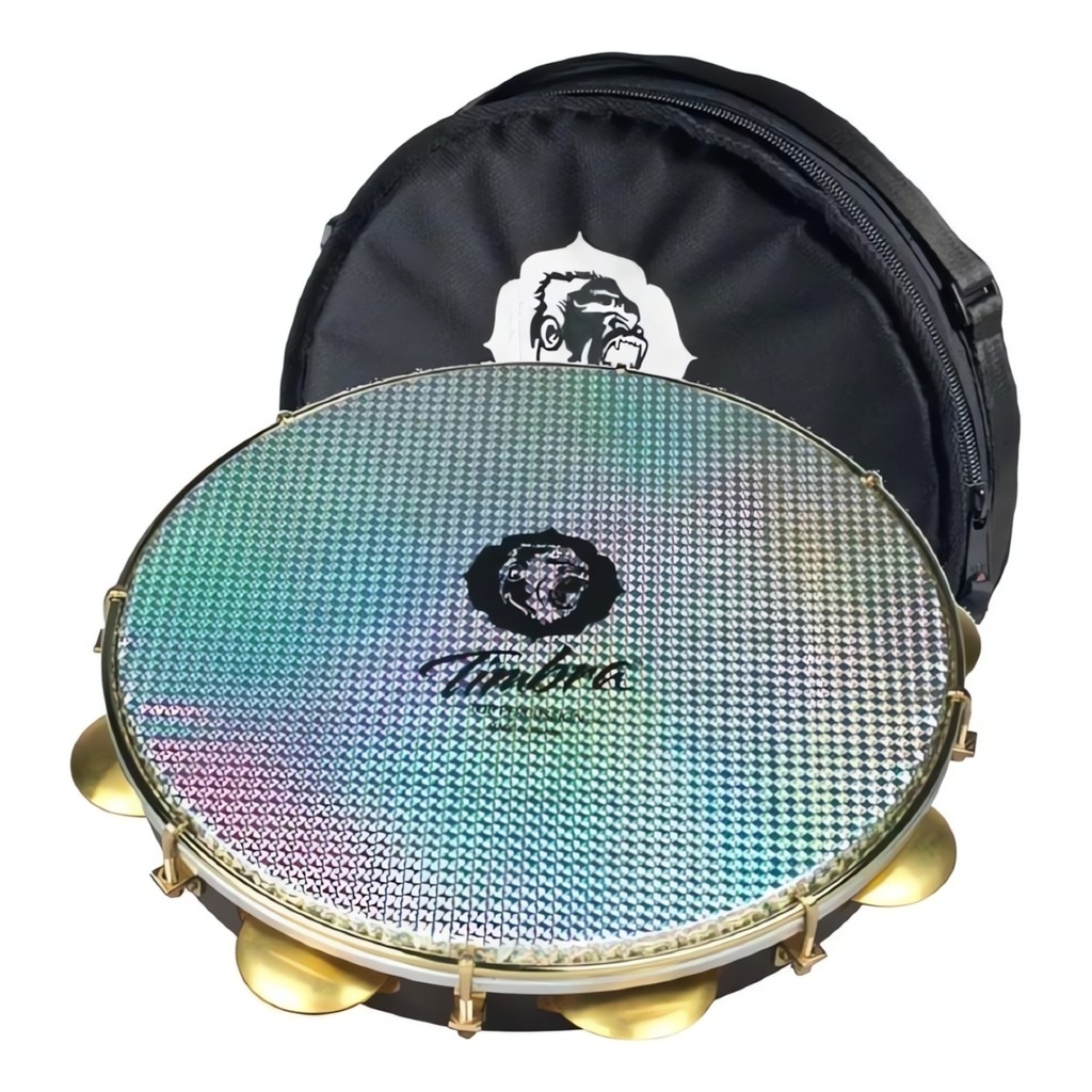 PANDEIRO TIMBRA PROFISSIONAL 11 POLEGADAS FORMICA CHOCOLATE C/ARO NIQUELADO PELE PRISMATICA C ...