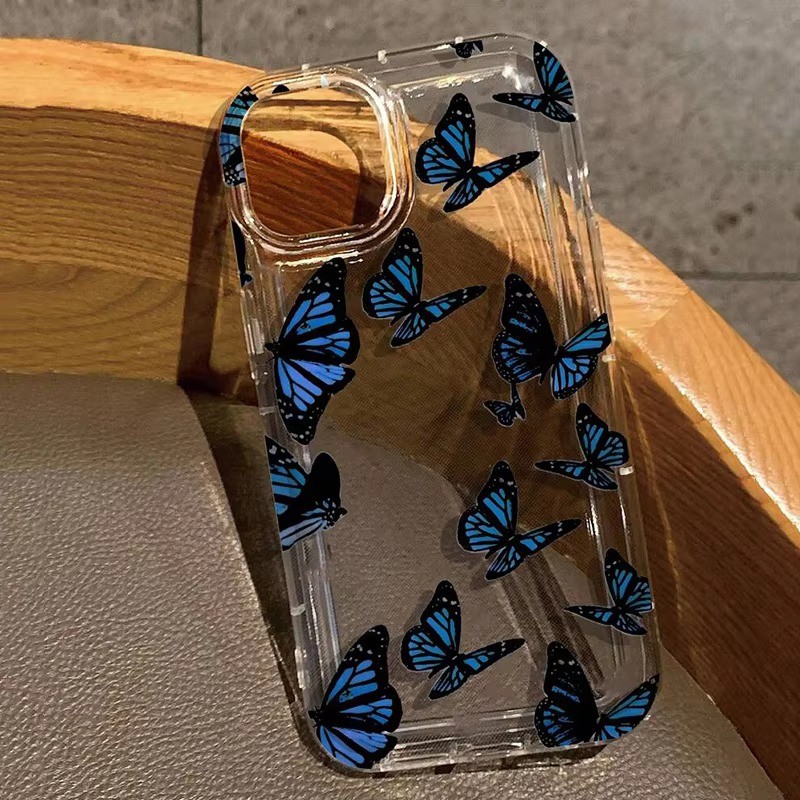 Capa Para iPhone 16 15 14 13 12 11 Pro Max X XR XS 7 8 Plus 16E SE 2020 Azul Gigante Borboleta ...