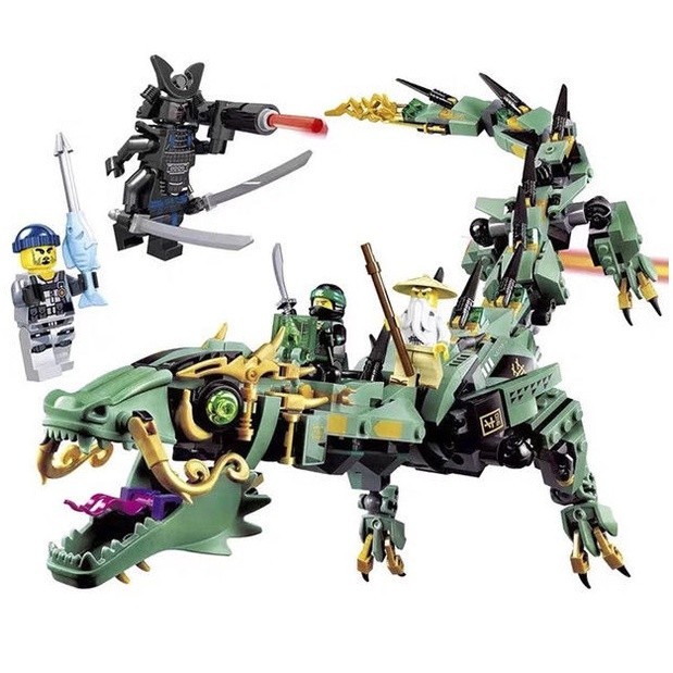 544PCS Lego Ninjago Verde Ninja Mech Dragon Building Blocks Brinquedos ...