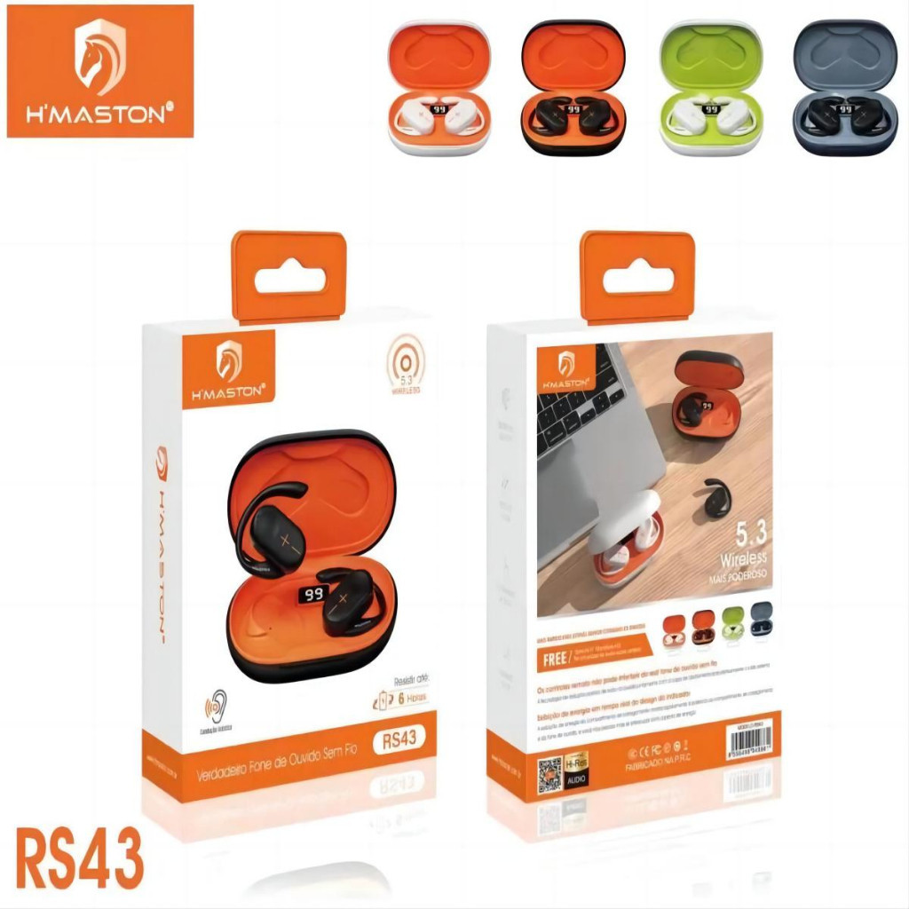 Fone De Ouvido Premium Lançamento 2023 RS43 Bluetooth Original Hmaston ...