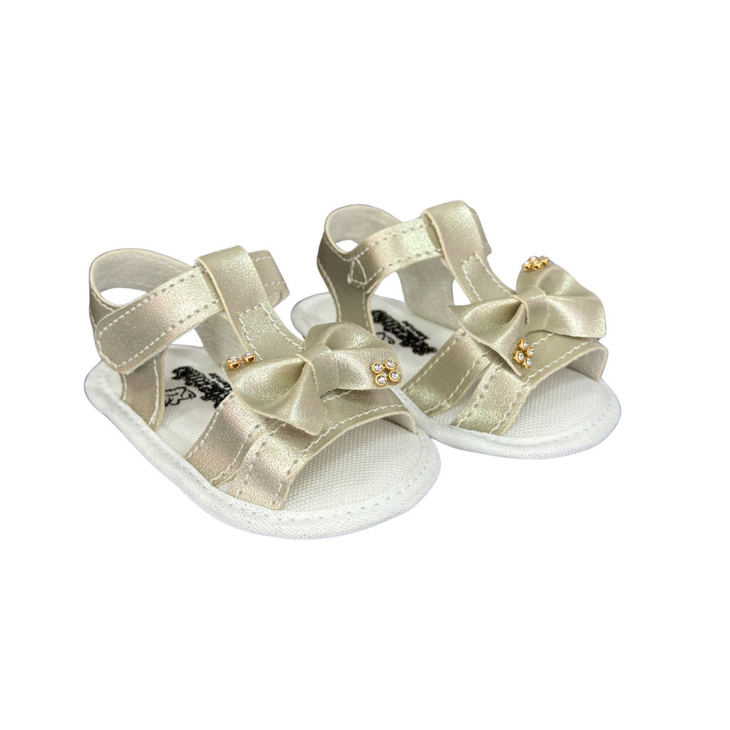 Chinela de bebê Laço e Strass (Bege Brilhante) | Shopee Brasil