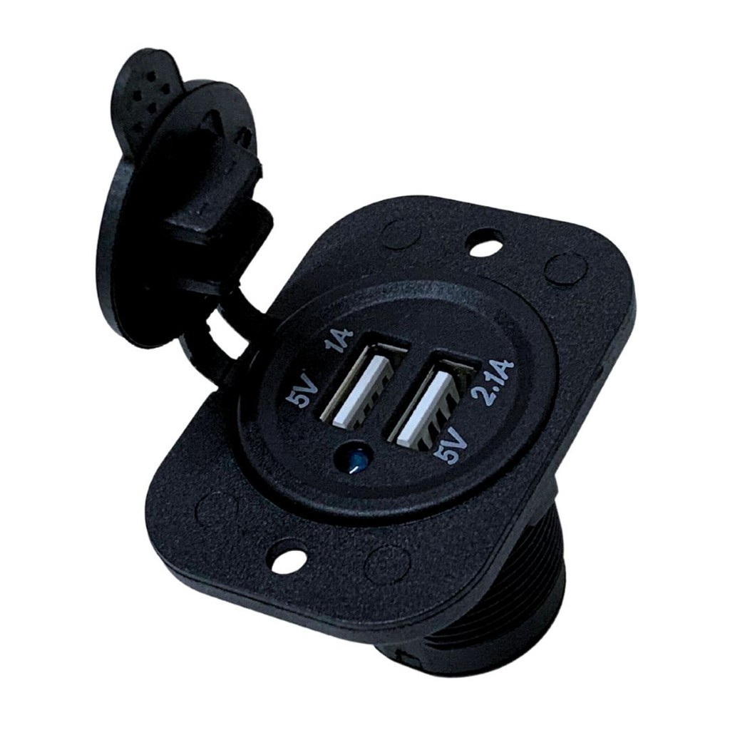 Tomada Automotivo Veicular Universal Duplo USB Bivolt 12/24V | Shopee ...