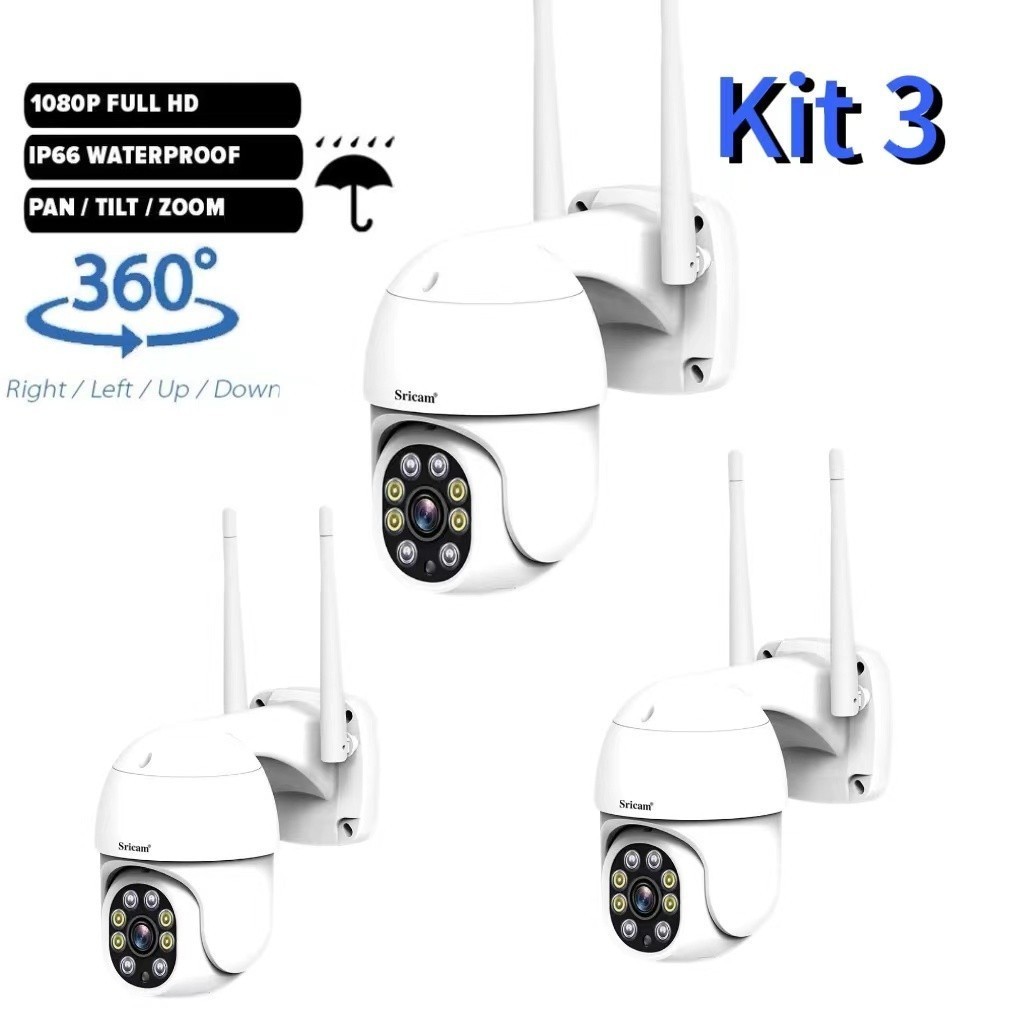 Kit3 Câmera De Segurança IP WiFi 360 Graus À Prova D'água 1080P HD CCTV ...