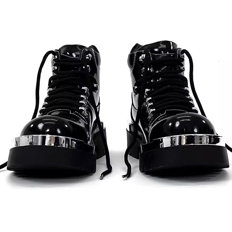 Bonito, botas Martin, versão coreana masculina, fundo grosso, botas de ...