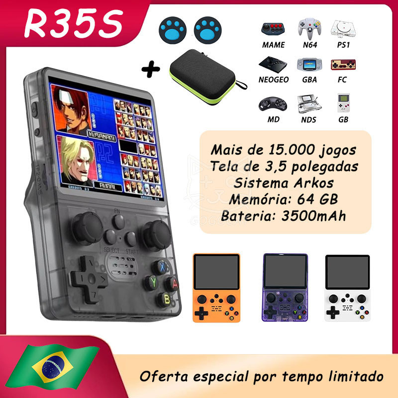 Console de videogame retrô R35S, sistema ARKOS, console de videogame ...