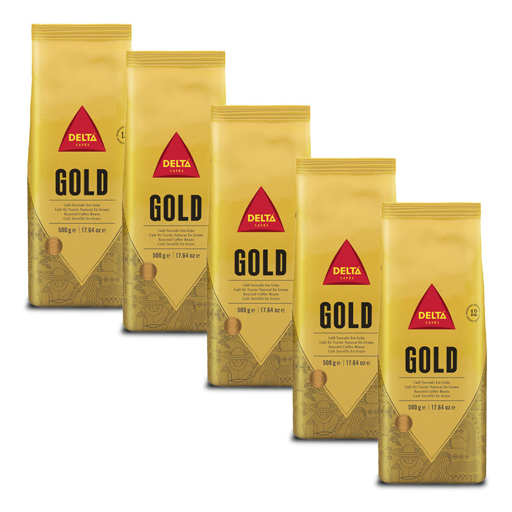Café em Grãos Delta Cafés Gold Int 12 Kit 5 Pacotes de 500g | Shopee Brasil