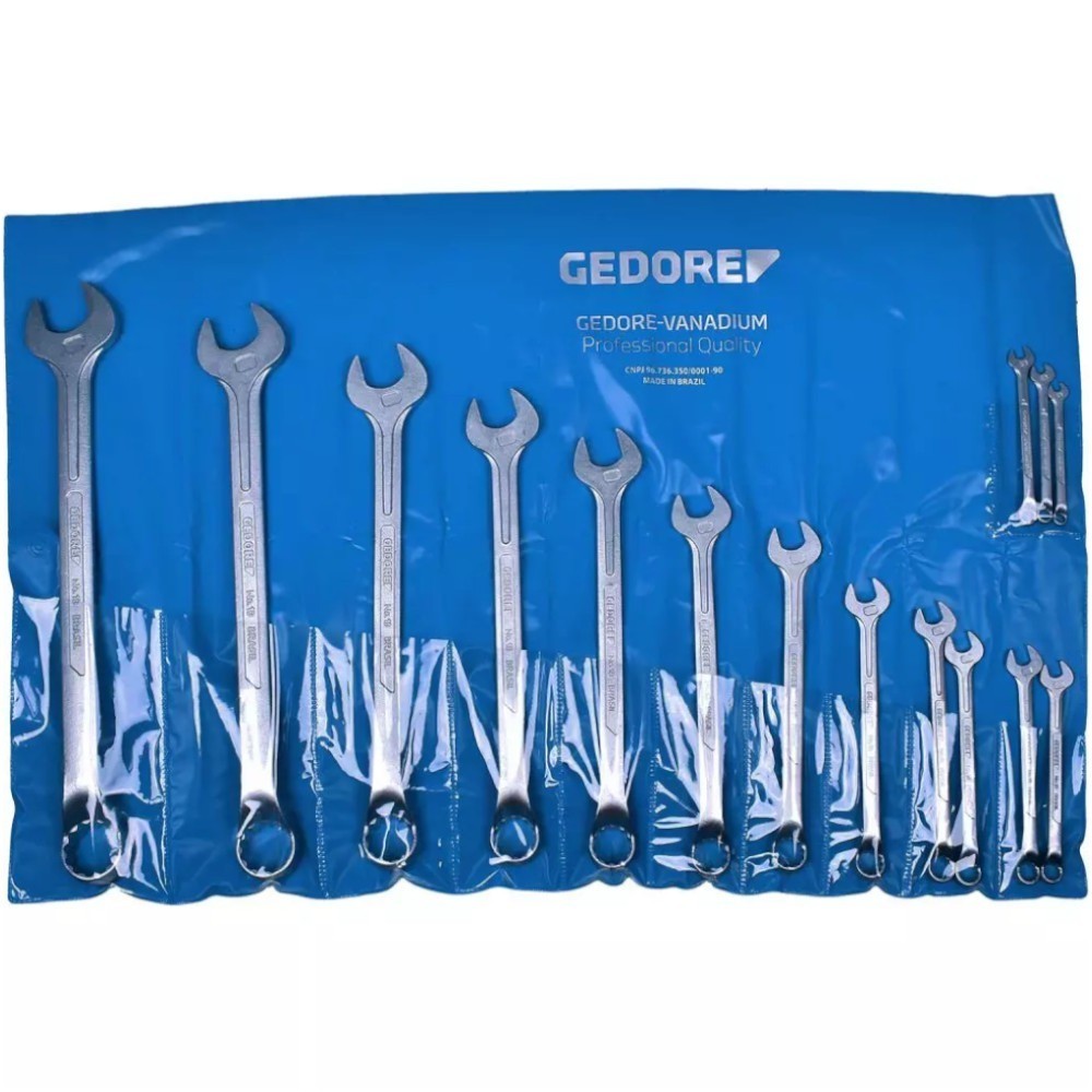 Jogo de chave combinada 1/4 a 1.1/4" aço cromo vanádio com 16 peças 1 B ...