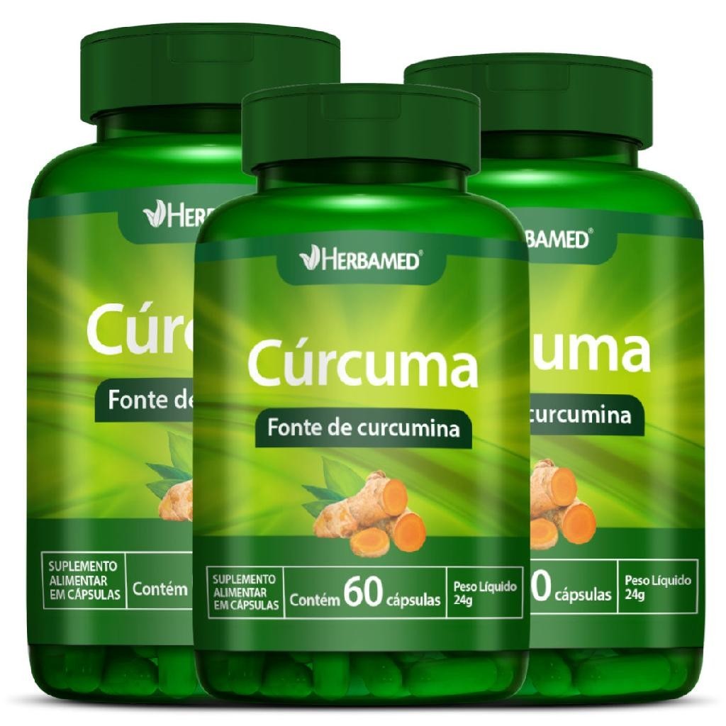 Curcuma 180 Capsulas 500mg Herbamed 3 Potes 60 Cápsulas | Shopee Brasil