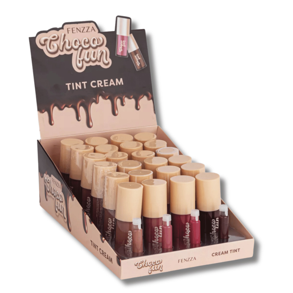 Box com 24 Unidades Cream Tint Gloss Choco Fun - Fenzza | Shopee Brasil