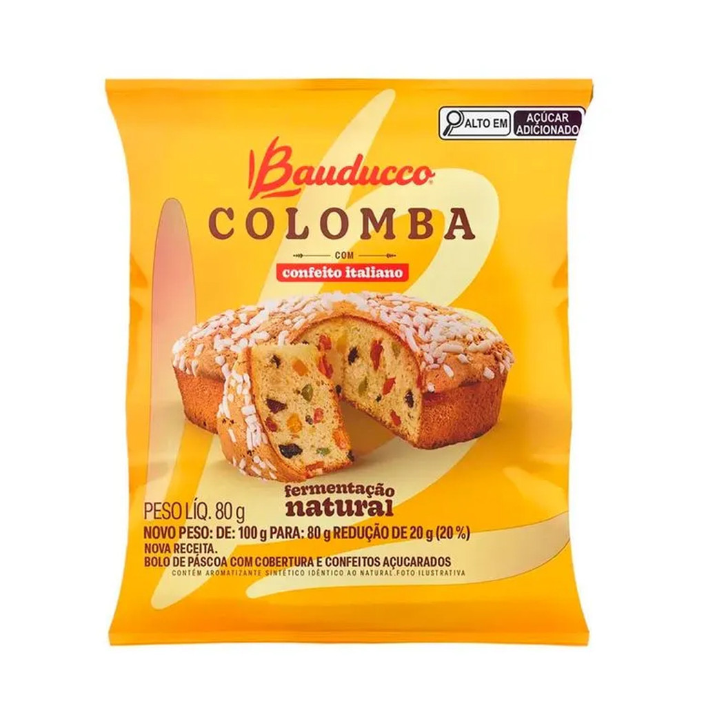 Mini Colomba Frutas c/ Confete Italiano Bauducco 80g | Shopee Brasil