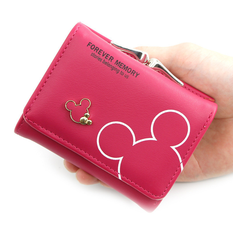 Short Women's Iron Clamp Wallet Mickey Mouse Cute Clutch Iron Clamp ...