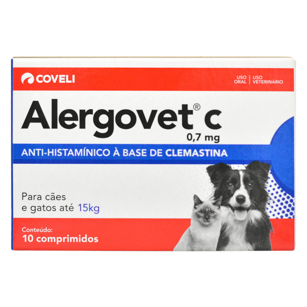 Alergovet C 0,7mg Cães até 15kg c/ 10 Comprimidos | Shopee Brasil