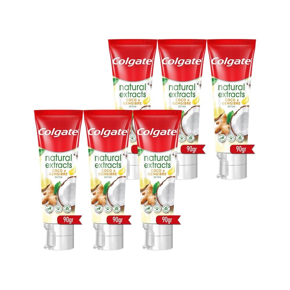 Kit Creme Dental Colgate Natural Extracts Coco e Gengibre 90g com 6 ...