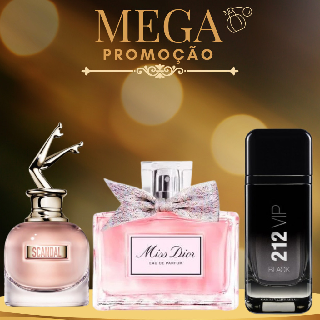 Conjunto 3 perfumes: Scandal, Miss Dior, 212 VIP Black, envio imediato | Shopee Brasil