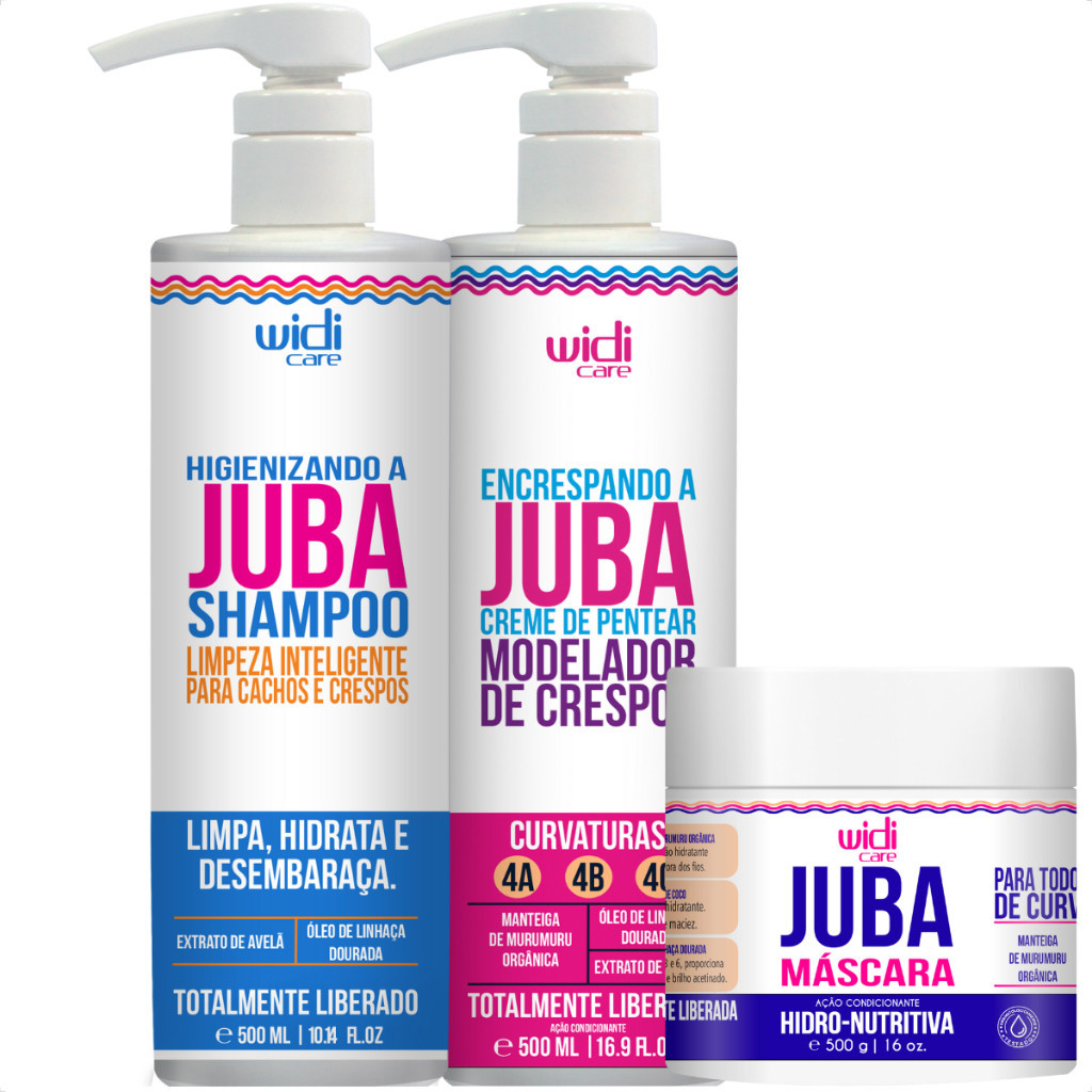 kit Juba Encrespando Creme de Pentear 500ml + Shampoo Juba 500ml ...