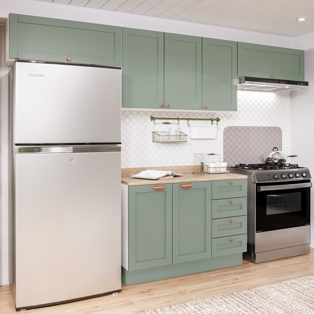 Cozinha Modulada 4 Peças com 3 Aéreos e Balcão 120cm Arizona CabeCasa ...