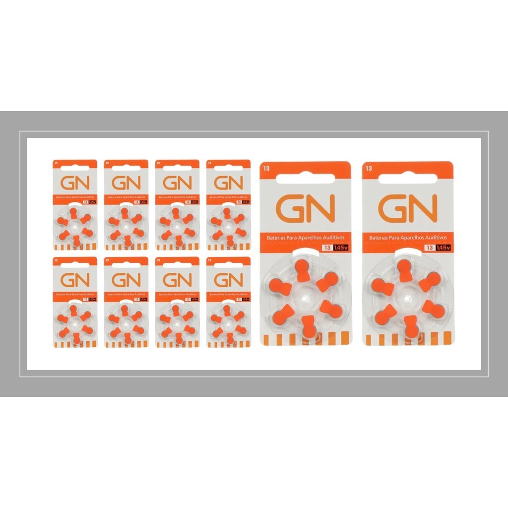 60 Pilhas/Baterias GN RESOUND para Aparelho Auditivo - tamanho 13 - SELO LARANJA | Shopee Brasil