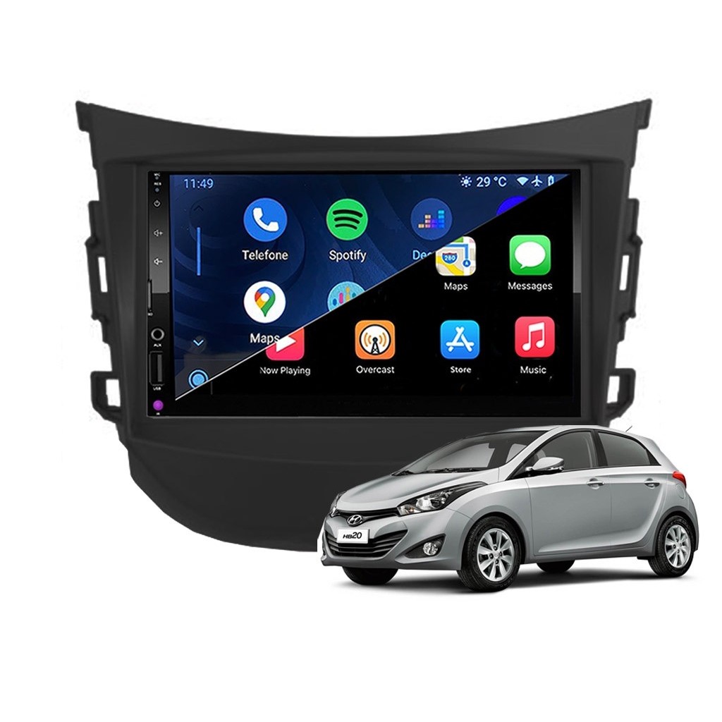 Kit Multimídia HB20 2012 / 2019 7 Pol CarPlay AndroidAuto Sem Fio - 8100 FirstOption | Shopee Brasil