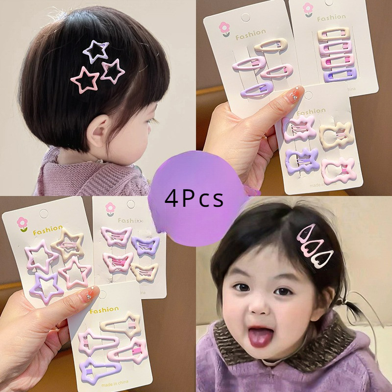 4Pcs Sweet Girls Mini Cute Clipes De Cabelo BB Faixa Lateral Acessório ...