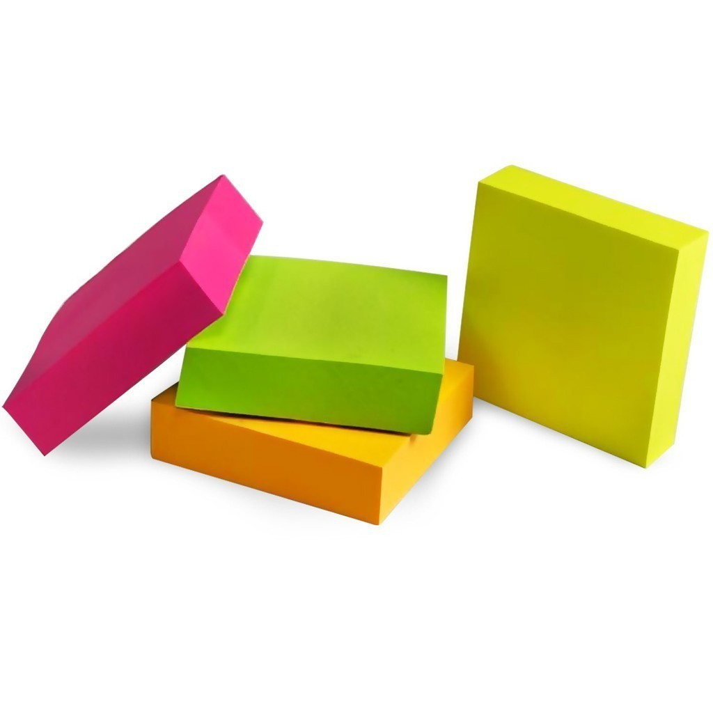 Bloco De Notas Adesivo Colorido Neon 38mmx50mm Oppbag C/ 4 Blocos 100f ...