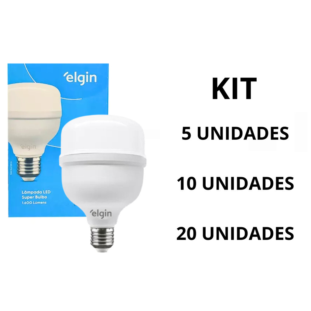 Kit Lâmpada LED Bulbo 20w BRANCA 6500k Bivolt E-27 - ELGIN | Shopee Brasil