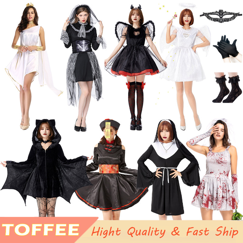 Noiva Fantasma Deusa Grega Sexy Branco Preto Cosplay Traje Para Mulheres Conjunto De Roupas De ...