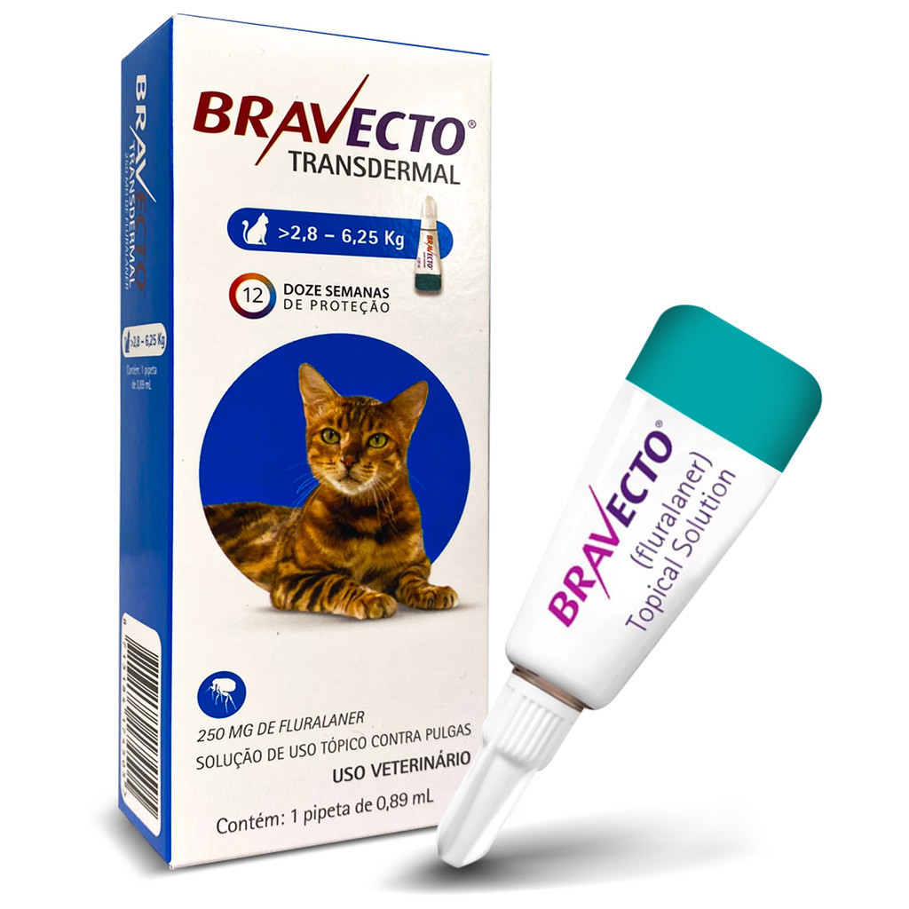 Bravecto Transdermal Gatos anti Pulgas 2,8/6,25kg | Shopee Brasil