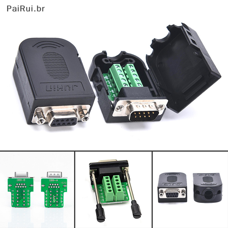 Conectores PaiRui DB9 Conector RS232 Macho Fêmea 9 Pinos RS485 ...