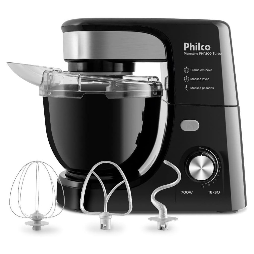 Batedeira Planetária Philco PHP500 12 Velocidades Turbo Batedor 4L 127V 220V 500W Preta | Shopee ...