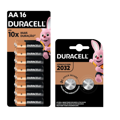 Kit Pilha Duracell AA 16un + Bateria Duracell 2032 2un | Shopee Brasil