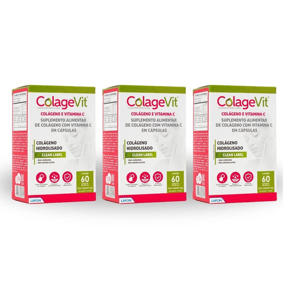 3 ColageVit – Colágeno + Vitamina C 180 Cápsulas | Shopee Brasil
