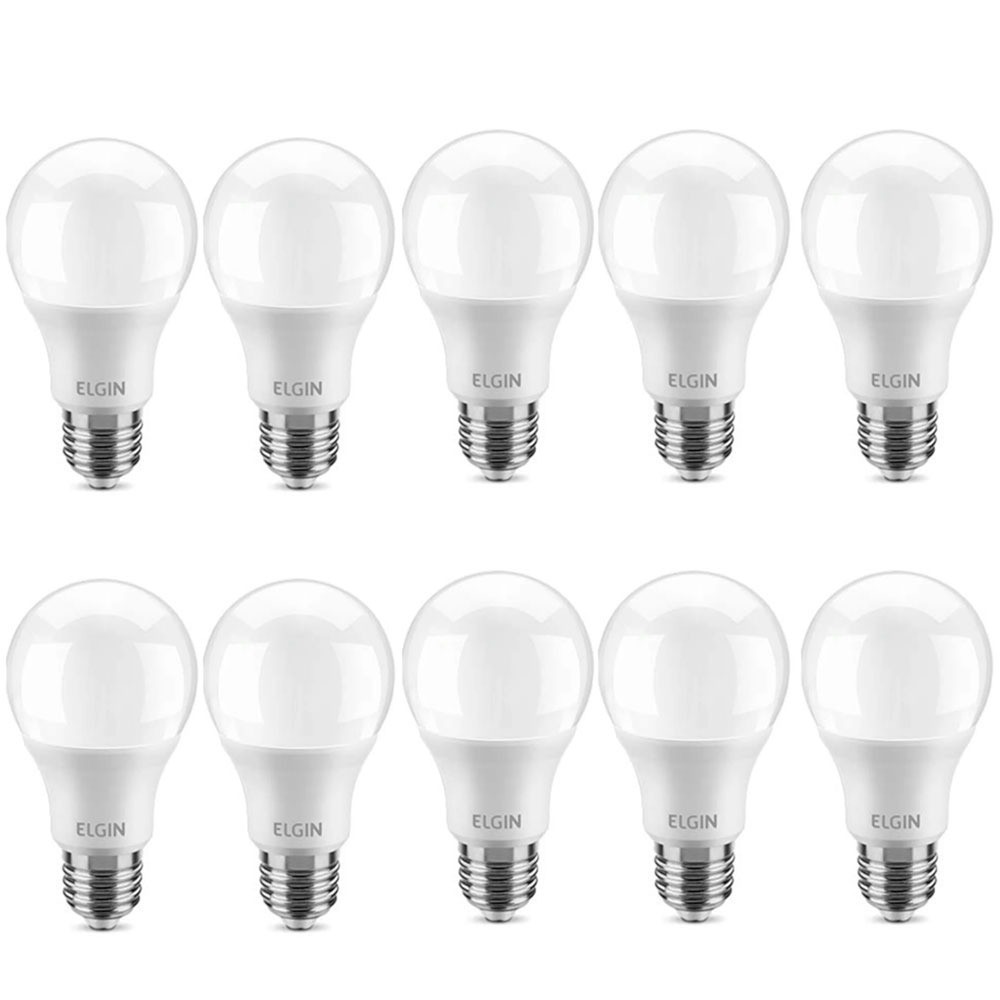 Kit 10 Lâmpadas led bulbo 6W 540 lúmens branca fria - A55 - Elgin (110V ...