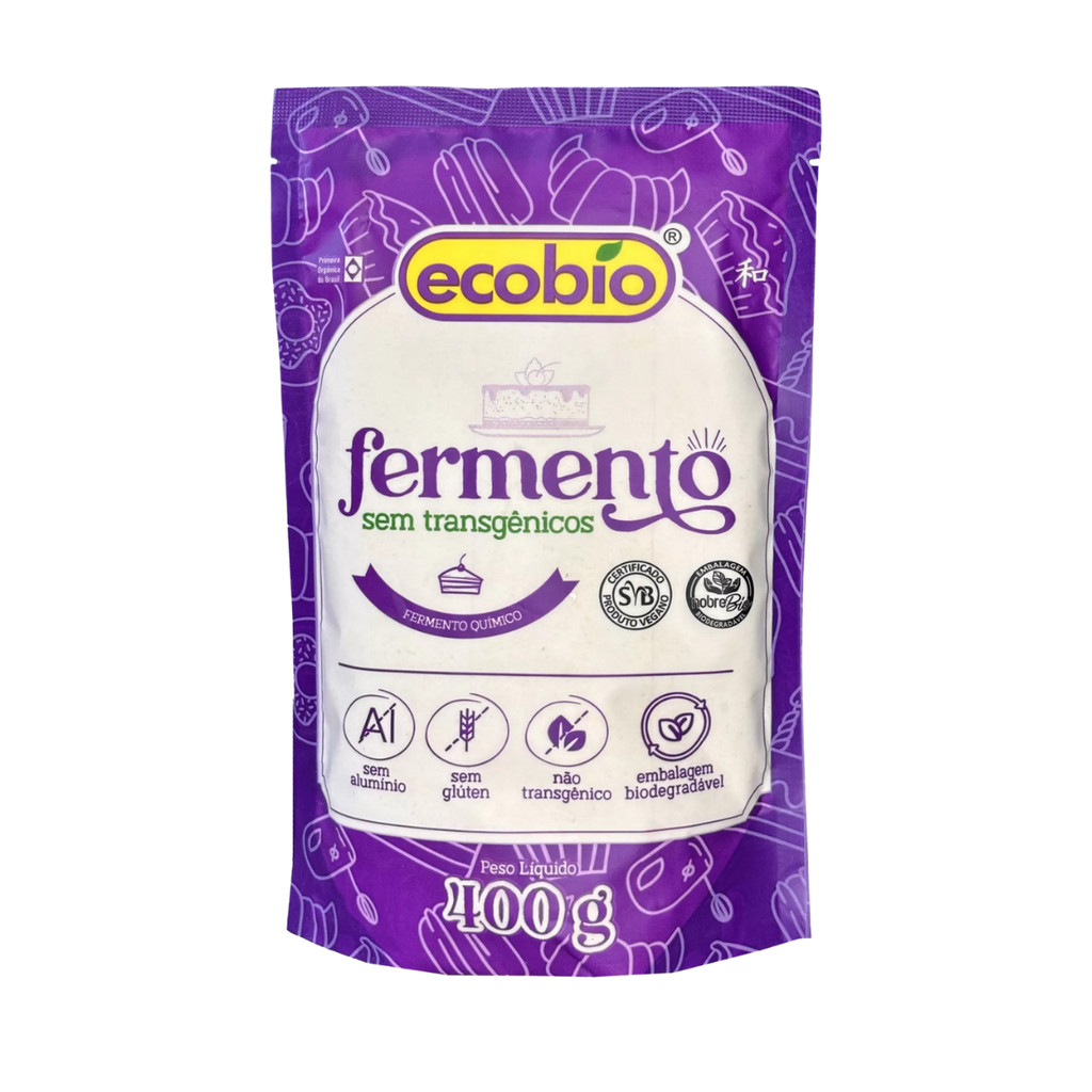 Fermento Químico Natural para Bolos Sem Transgênicos Sem Alumínio Ecobio 400g | Shopee Brasil