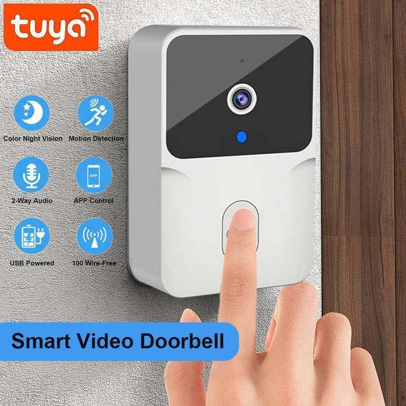 Tuya Wifi Campainha Com Vídeo Inteligente Câmera HD Sem Fio Com Visão Noturna Intercomunicador ...