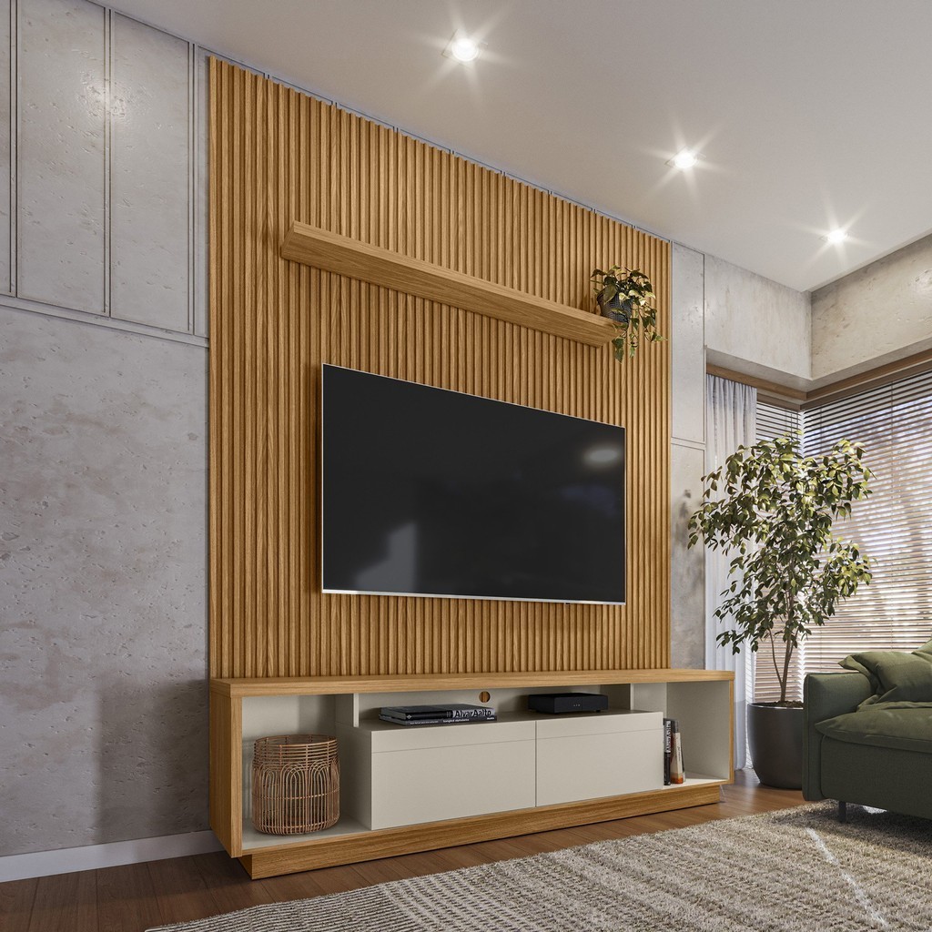 Rack com Painel para TV até 75 Polegadas 218cm Cronos CabeCasa MadeiraMadeira 220 | Shopee Brasil