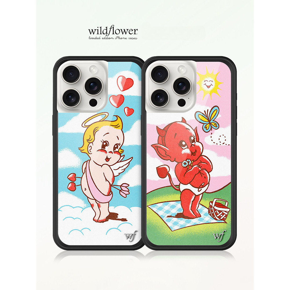 Capa De Telefone Wildflower Little Angel & devil Para iPhone 12 13 14 15 Pro Max Plus Traseira ...