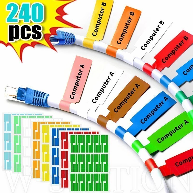 Etiquetas De Cabo 240Pcs-Adesivos Coloridos Impermeáveis , Autoadesivos ...