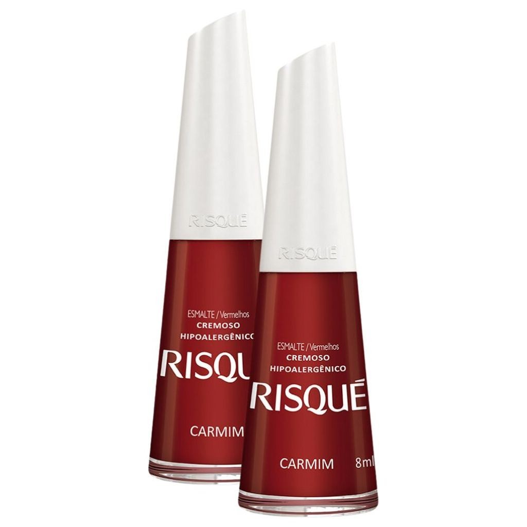Kit 2 Esmalte Risqué Cor Carmim com 8ml | Shopee Brasil