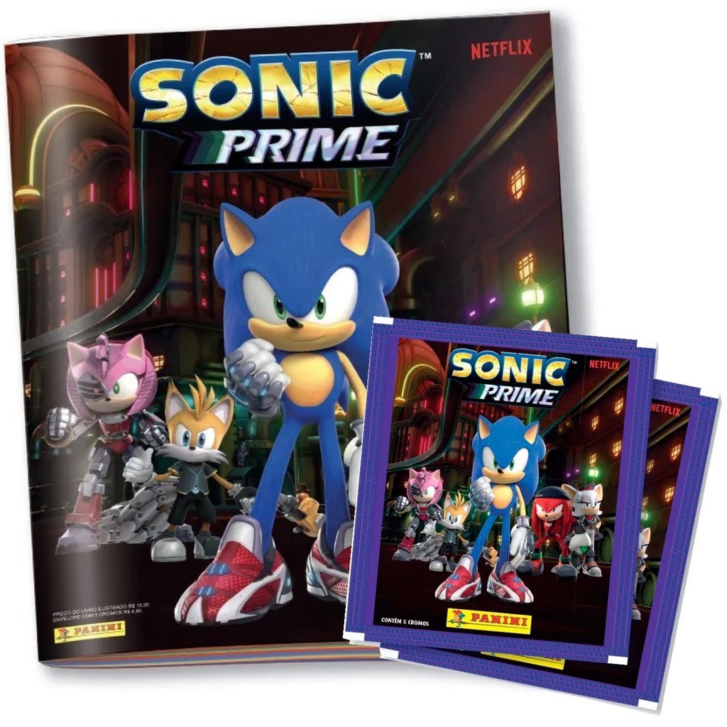Kit Álbum + 50 Figurinhas Sonic Prime 2024 - 10 Envelopes Original ...