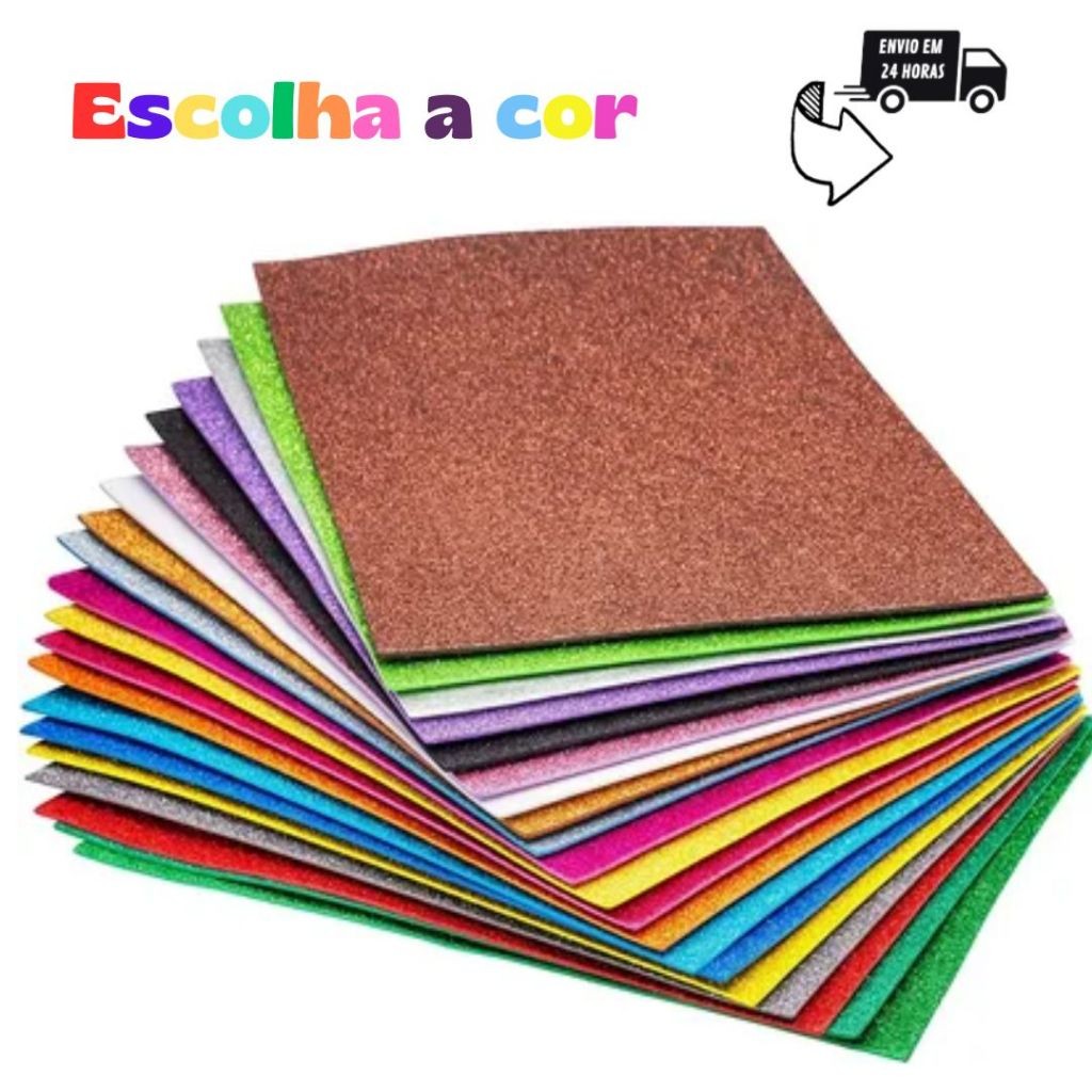 Placas De EVA com Glitter 40x60 - Kit com 5 folhas (Escolha UMA cor ...