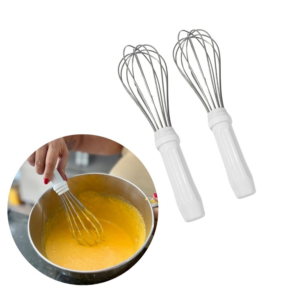 Kit Batedor Fouet Inox Profissional 25cm Branco Fue Creme Clara 02 ...