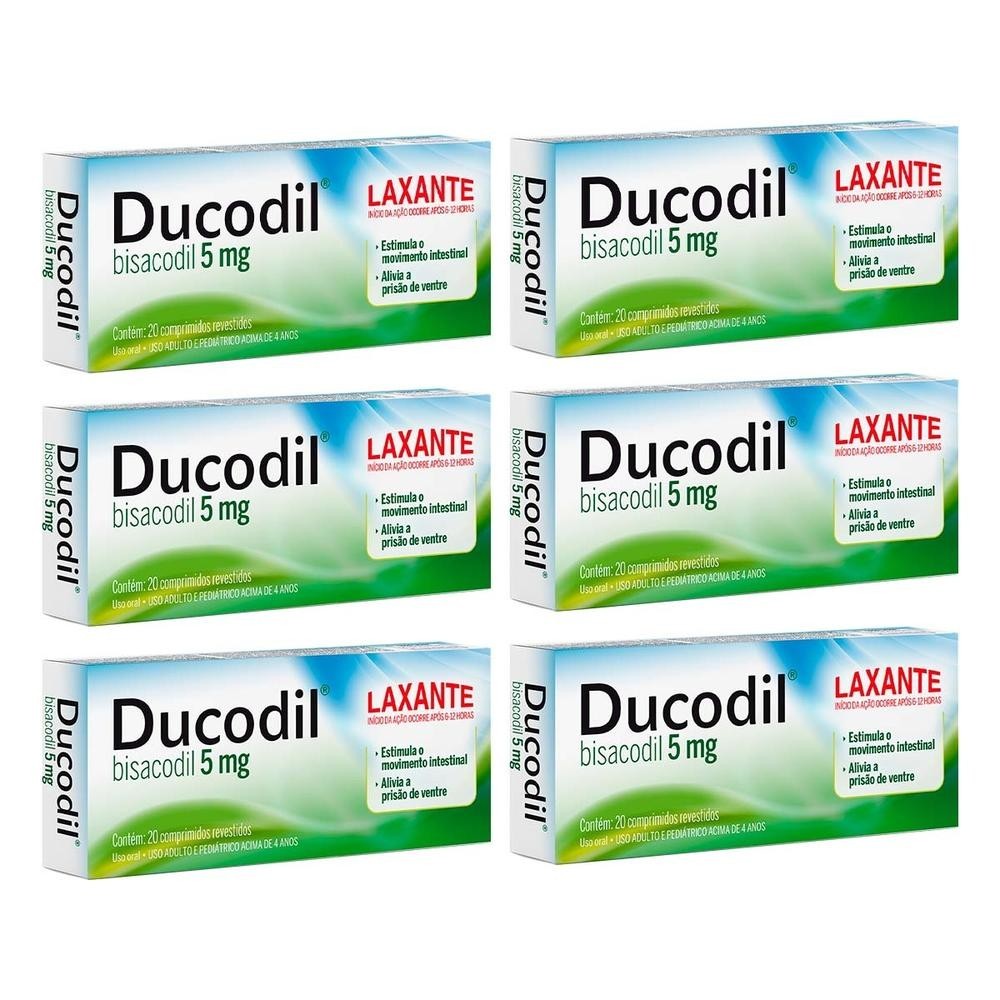 Kit c/ 6 Bisacodil - Ducodil 5mg 20 Comprimidos | Shopee Brasil