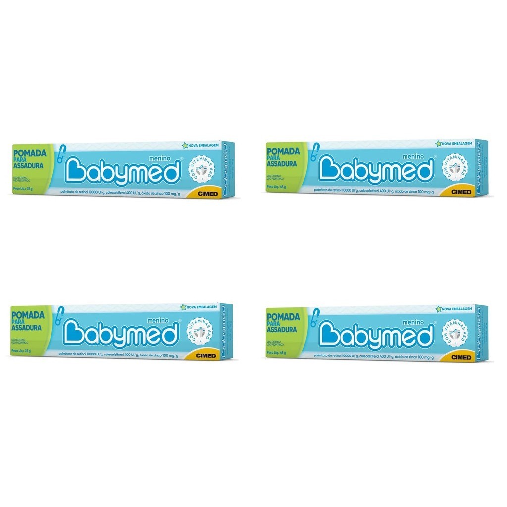 Kit 4 Pomada Assaduras Pediátrica Cimed Menino Babymed 45g | Shopee Brasil
