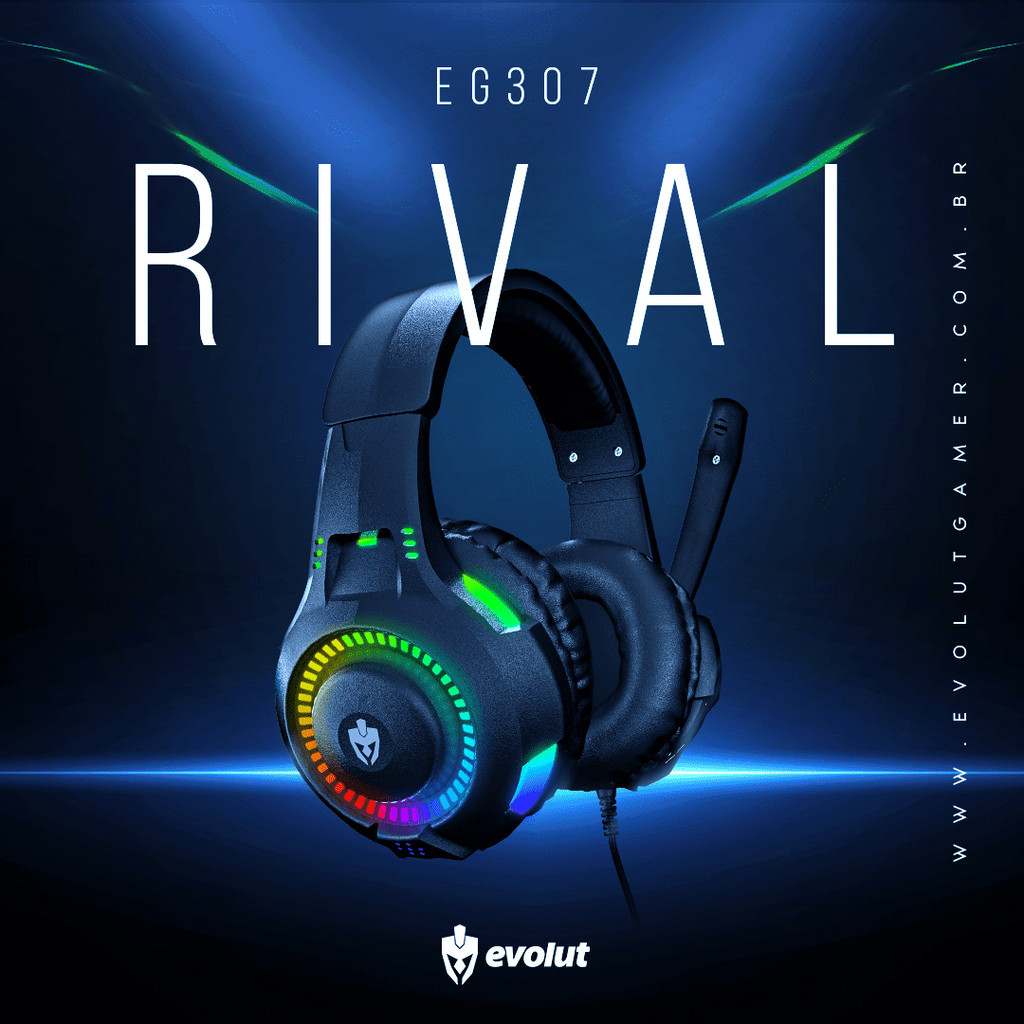 HEADSET GAMER RIVAL EVOLUT COM FIO - EG307 | Shopee Brasil