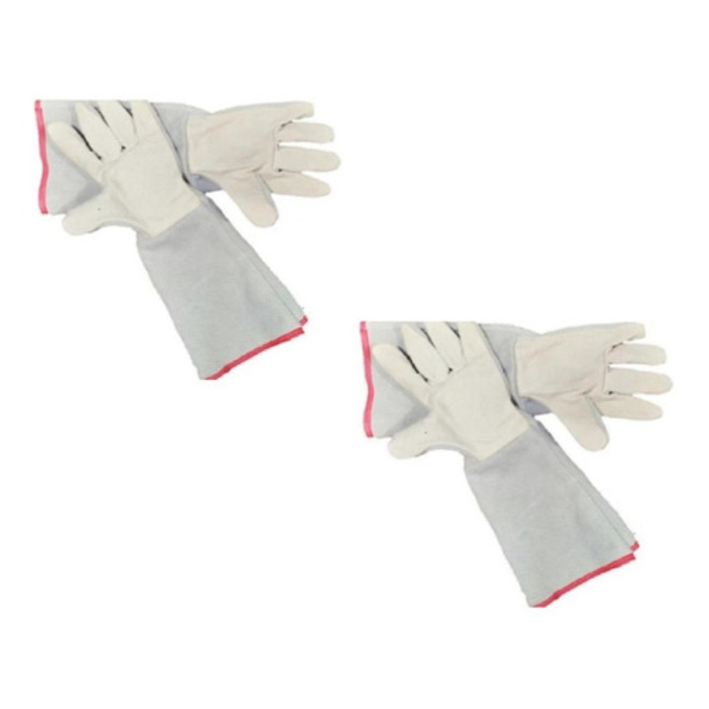 Luva de Segurança Mista Raspa e Vaqueta Punho de 20 cm KIT COM 2 PARES ...
