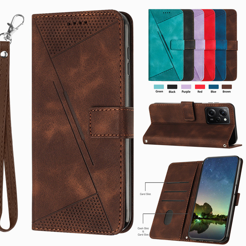 Capa De Couro Xiaomi Poco X6 X5 X4 X3 Pro M3 M4 M6 4G F5 F5Pro 5G PU Carteira Slots Capinha ...