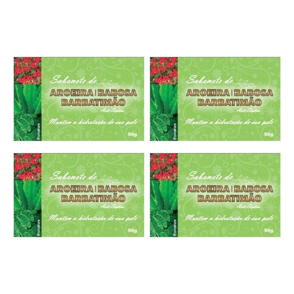4/uni Sabone Natural Antisséptico Aroeira C/ Babosa e Barbatimão 90g ...